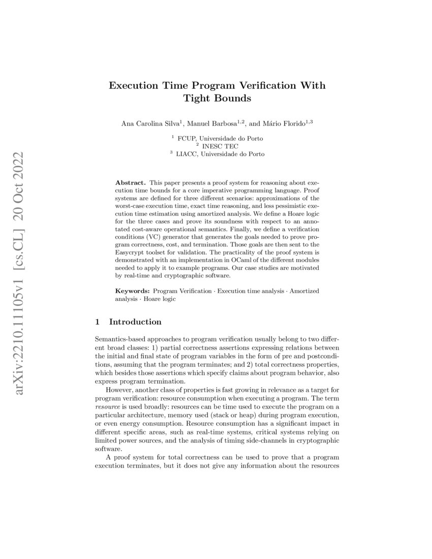 Execution Time Program Verification With Tight Bounds | DeepAI