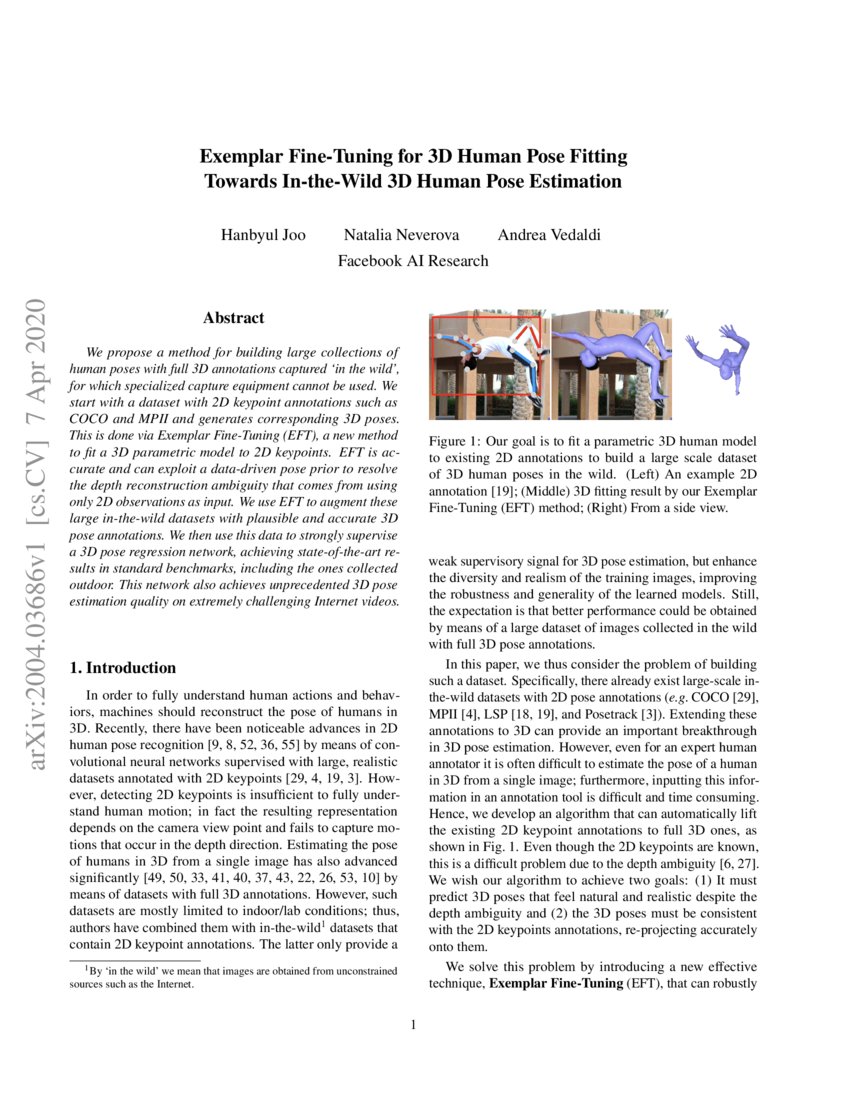 Exemplar Fine-Tuning for 3D Human Pose Fitting Towards In-the-Wild 3D ...