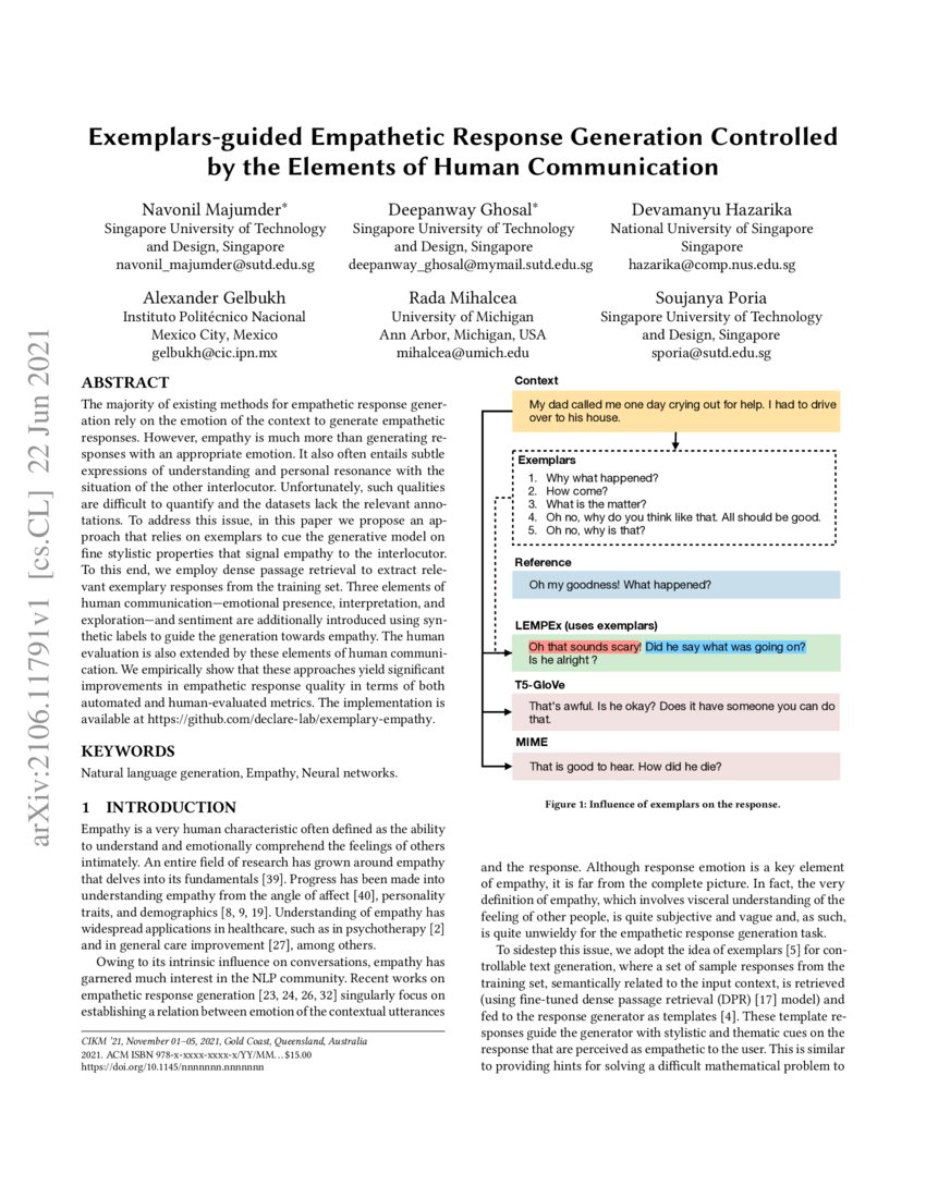 Exemplars-guided Empathetic Response Generation Controlled by the ...