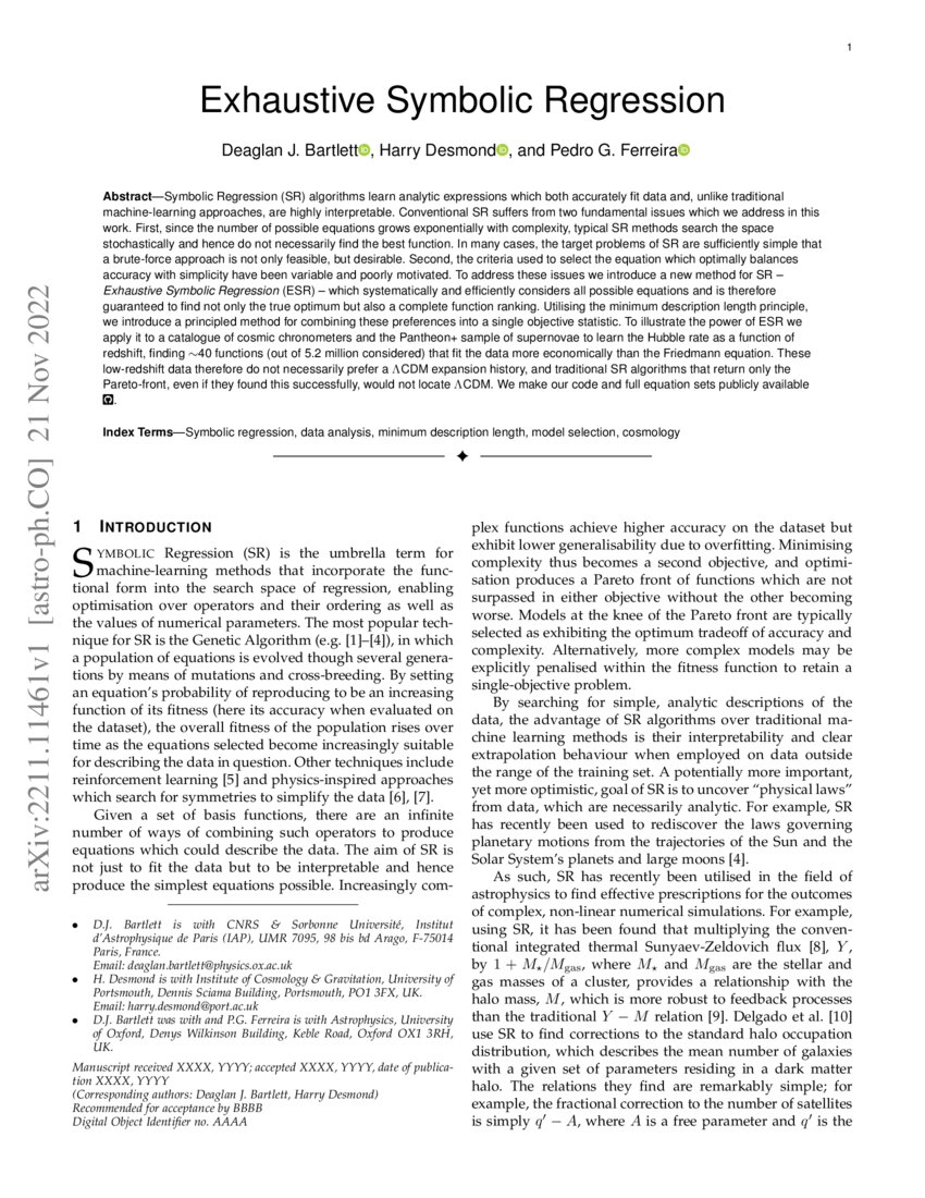 Exhaustive Symbolic Regression | DeepAI