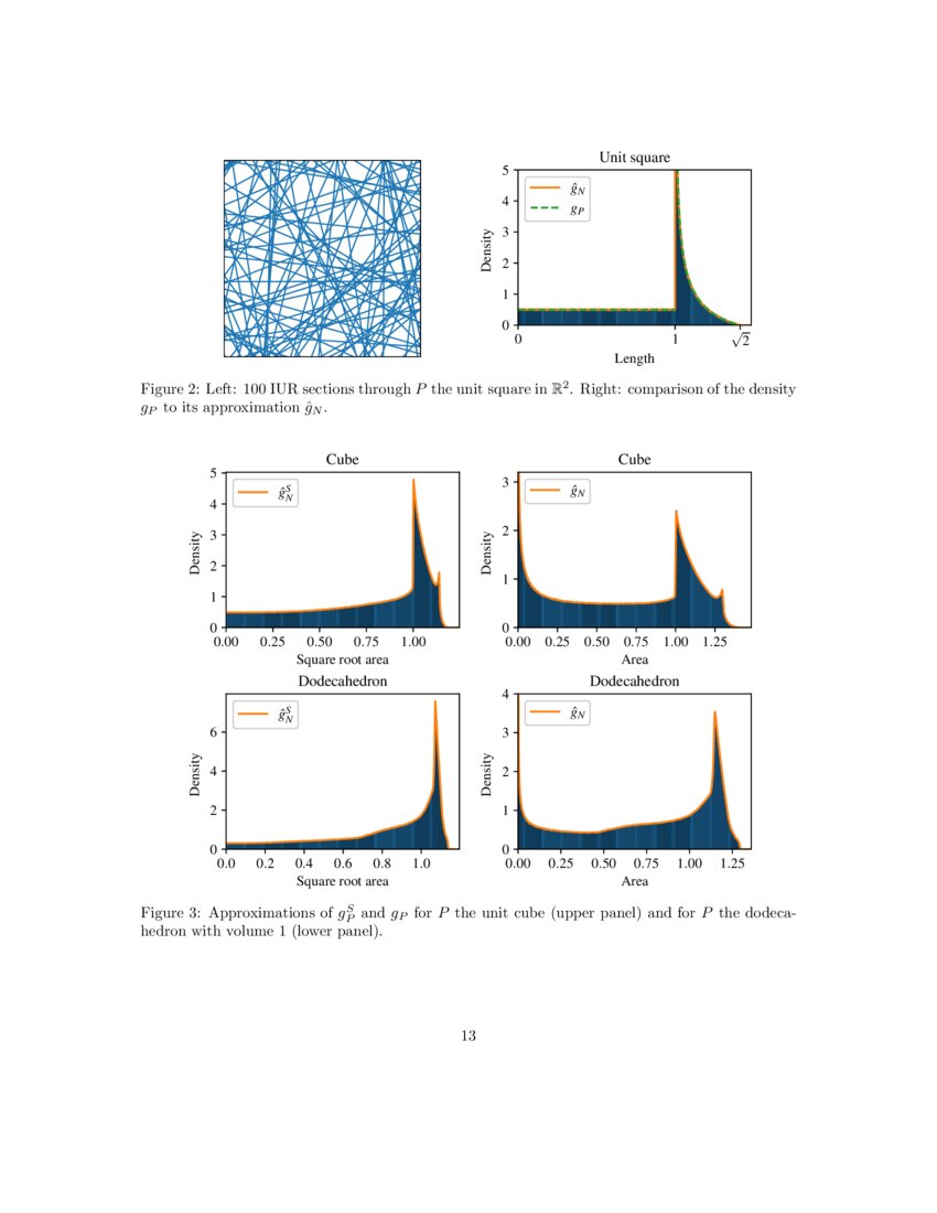 Existence And Approximation Of Densities Of Chord Length And Cross Section Area Distributions
