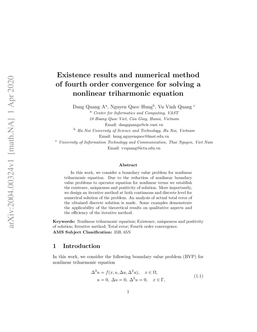Existence Results And Numerical Method Of Fourth Order Convergence For Solving A Nonlinear
