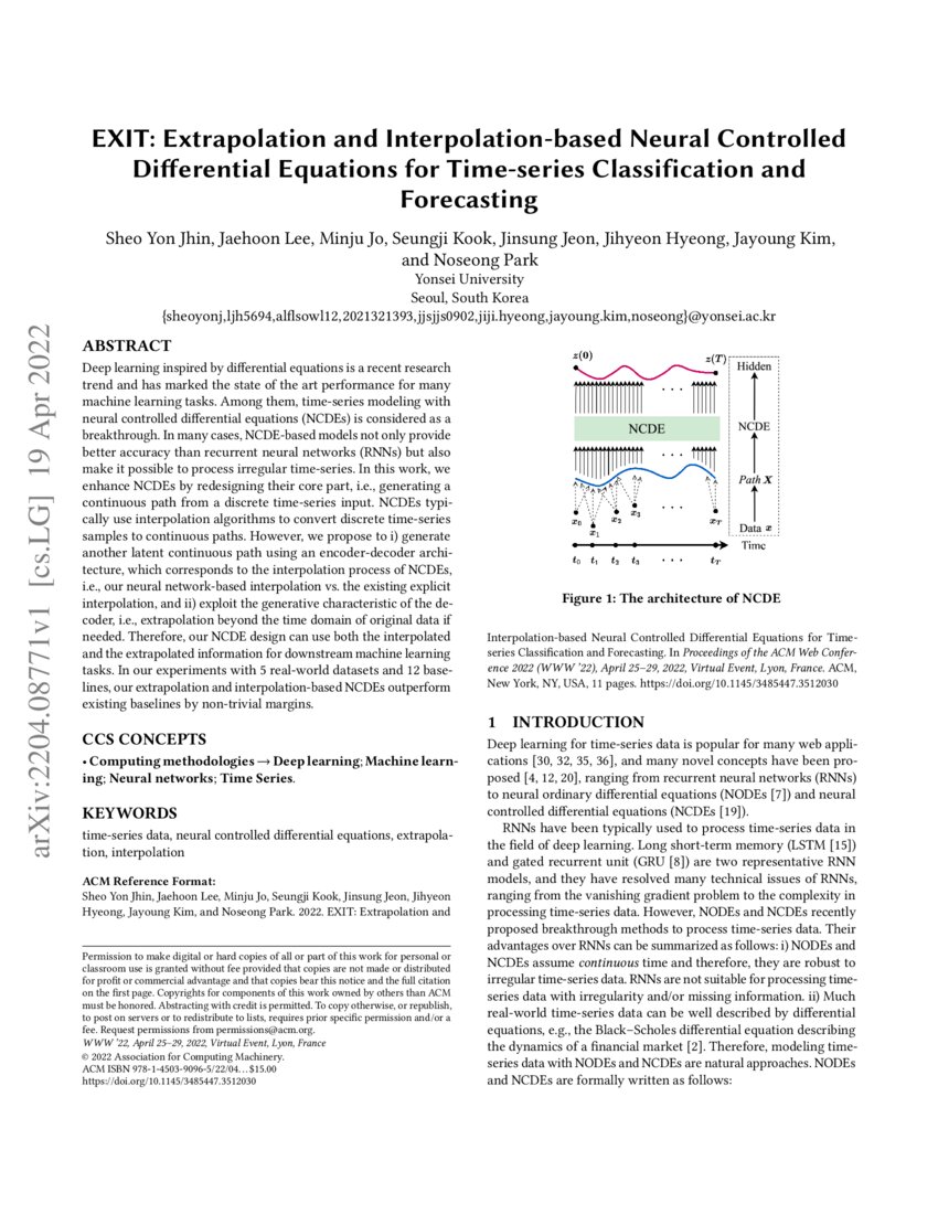 EXIT: Extrapolation and Interpolation-based Neural Controlled Differential Equations for Time ...