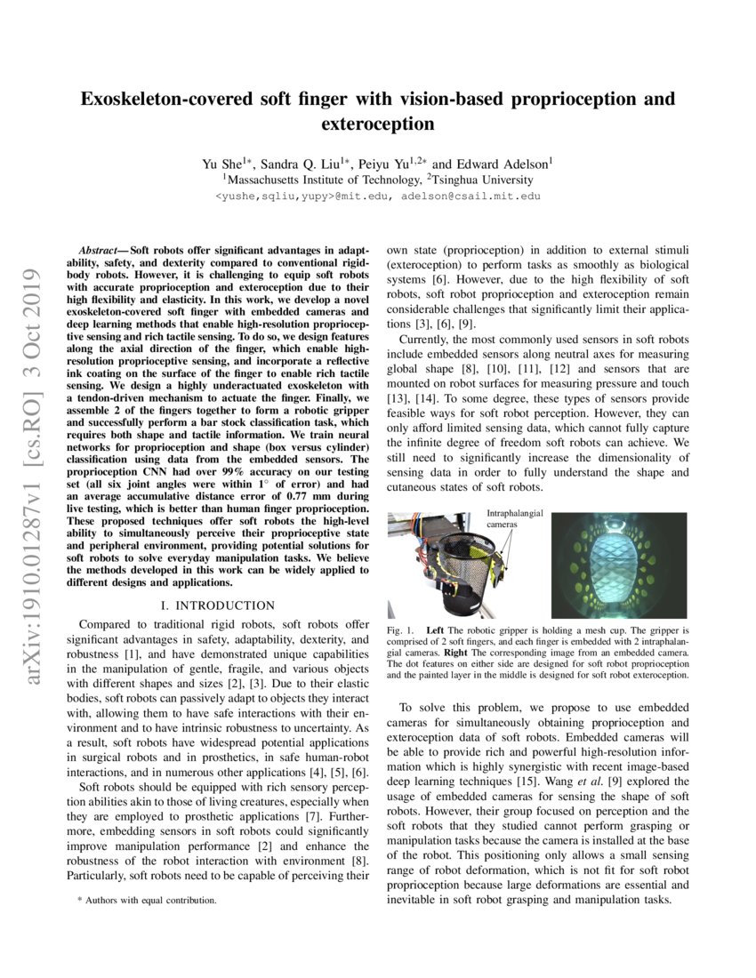Exoskeleton-covered soft finger with vision-based proprioception and ...