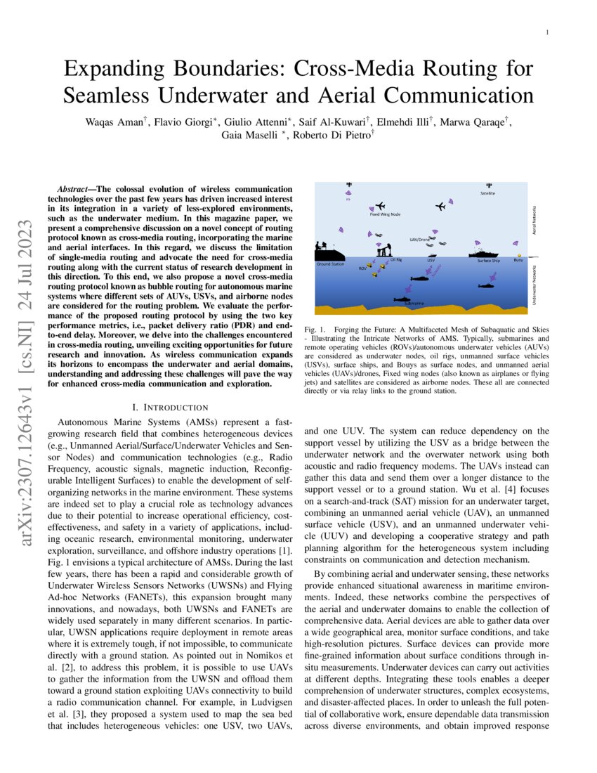 Expanding Boundaries: Cross-Media Routing for Seamless Underwater and Aerial Communication | DeepAI