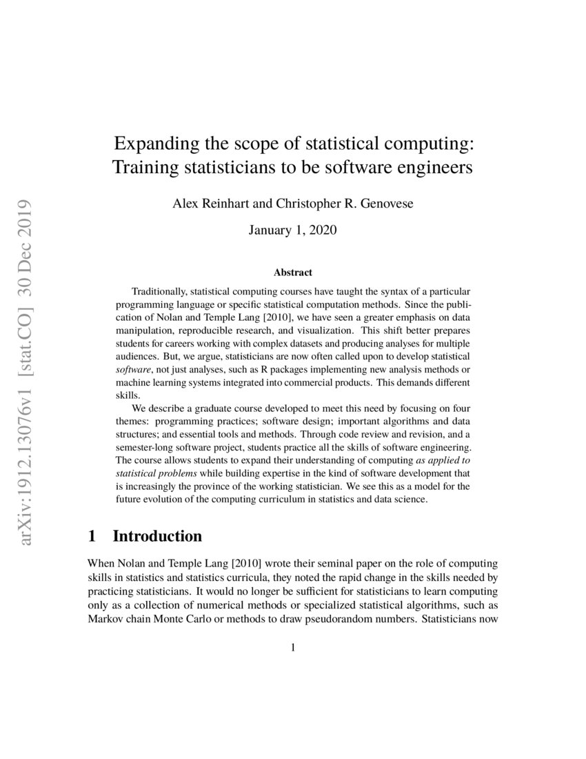 Expanding the scope of statistical computing: Training statisticians to ...