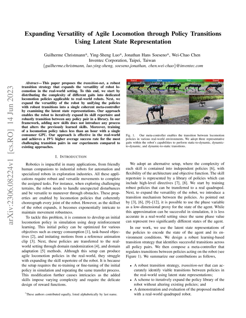 Expanding Versatility of Agile Locomotion through Policy Transitions ...