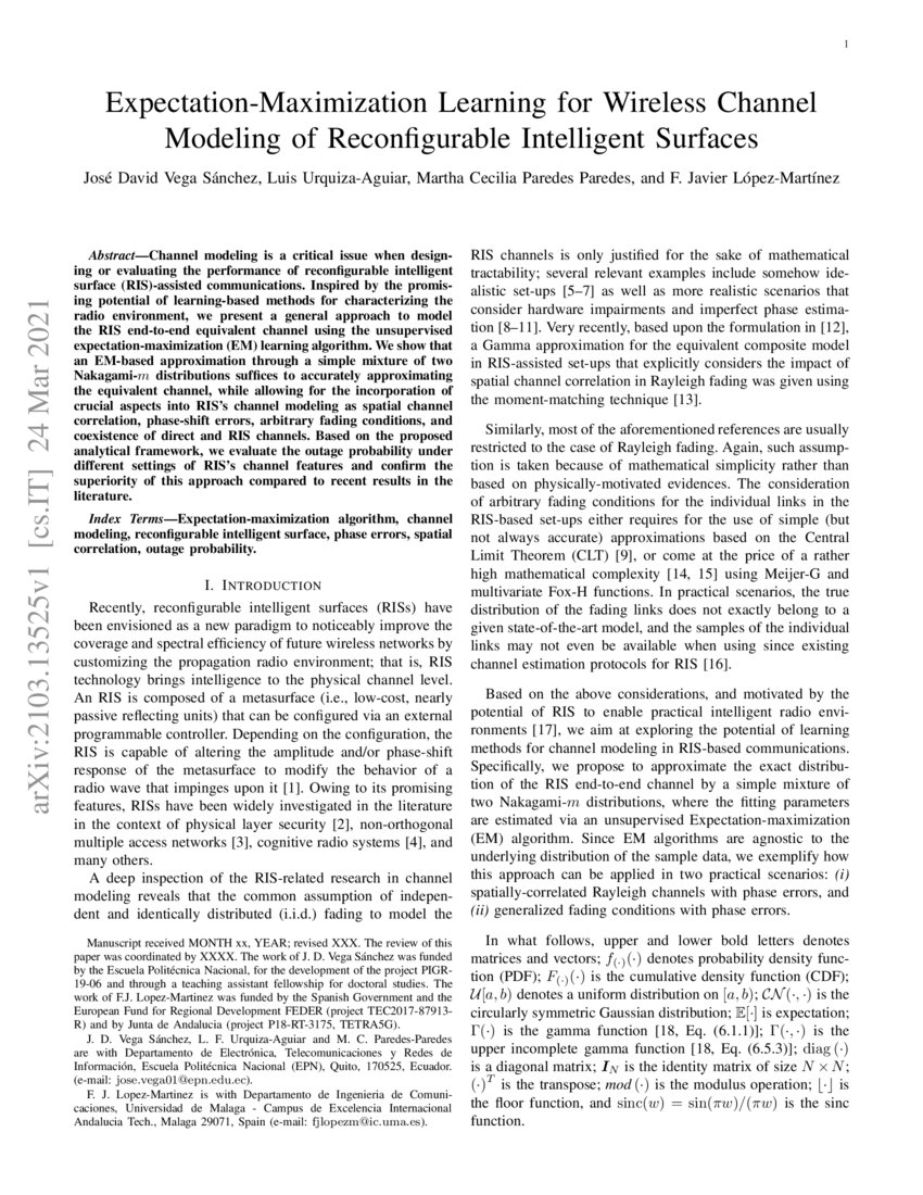 Expectation-Maximization Learning for Wireless Channel Modeling of Reconfigurable Intelligent ...