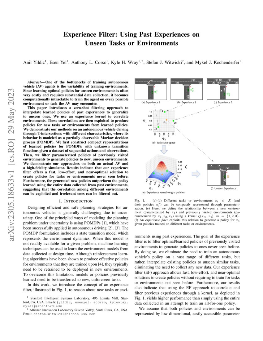 Experience Filter: Using Past Experiences on Unseen Tasks or ...