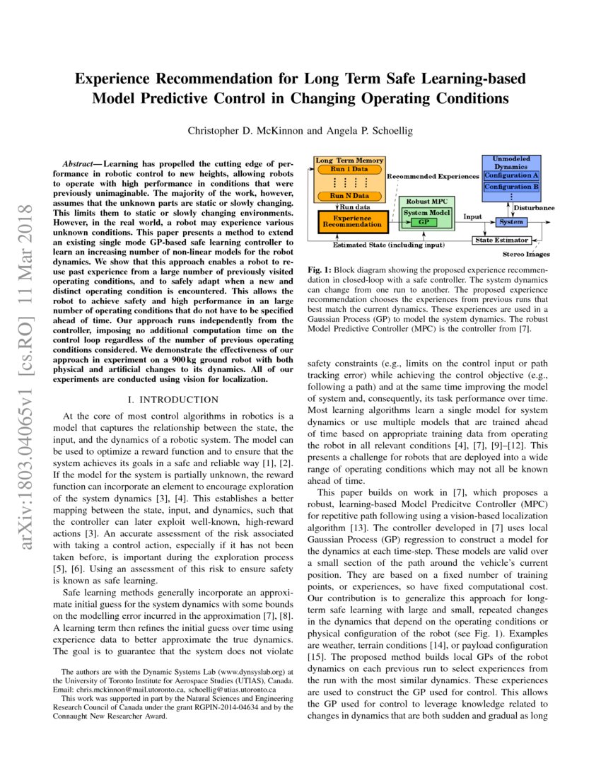 Experience Recommendation for Long Term Safe Learning-based Model ...