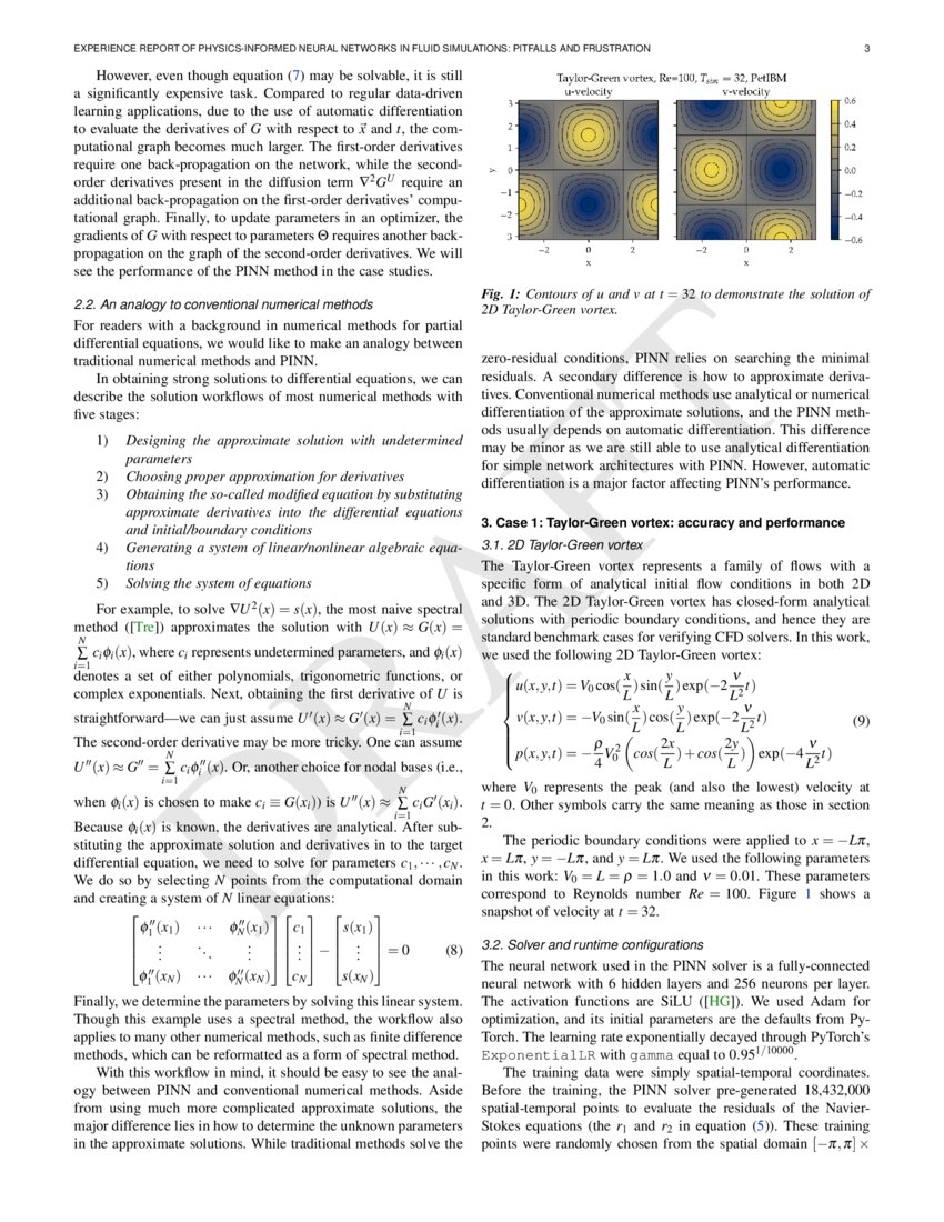 Experience report of physics-informed neural networks in fluid simulations: pitfalls and ...