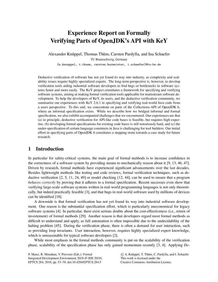 Experience Report On Formally Verifying Parts Of Openjdks Api With Key Deepai 
