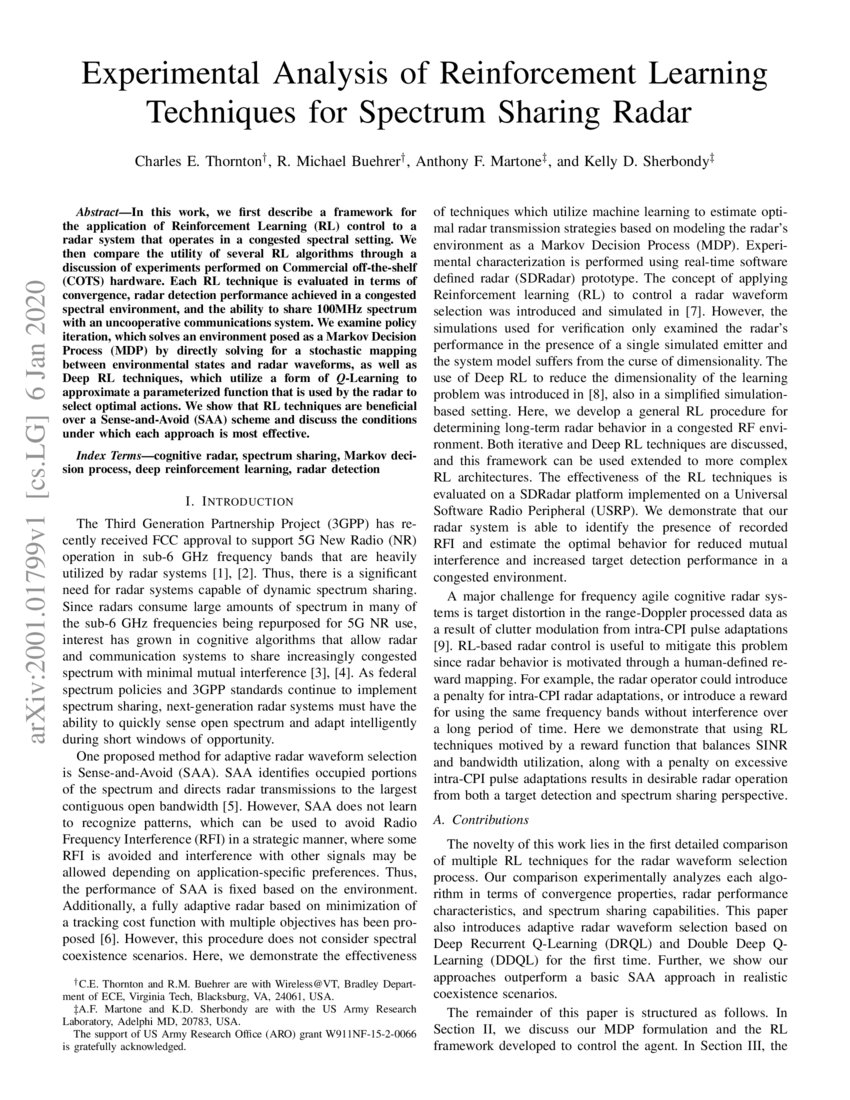 Experimental Analysis of Reinforcement Learning Techniques for Spectrum ...