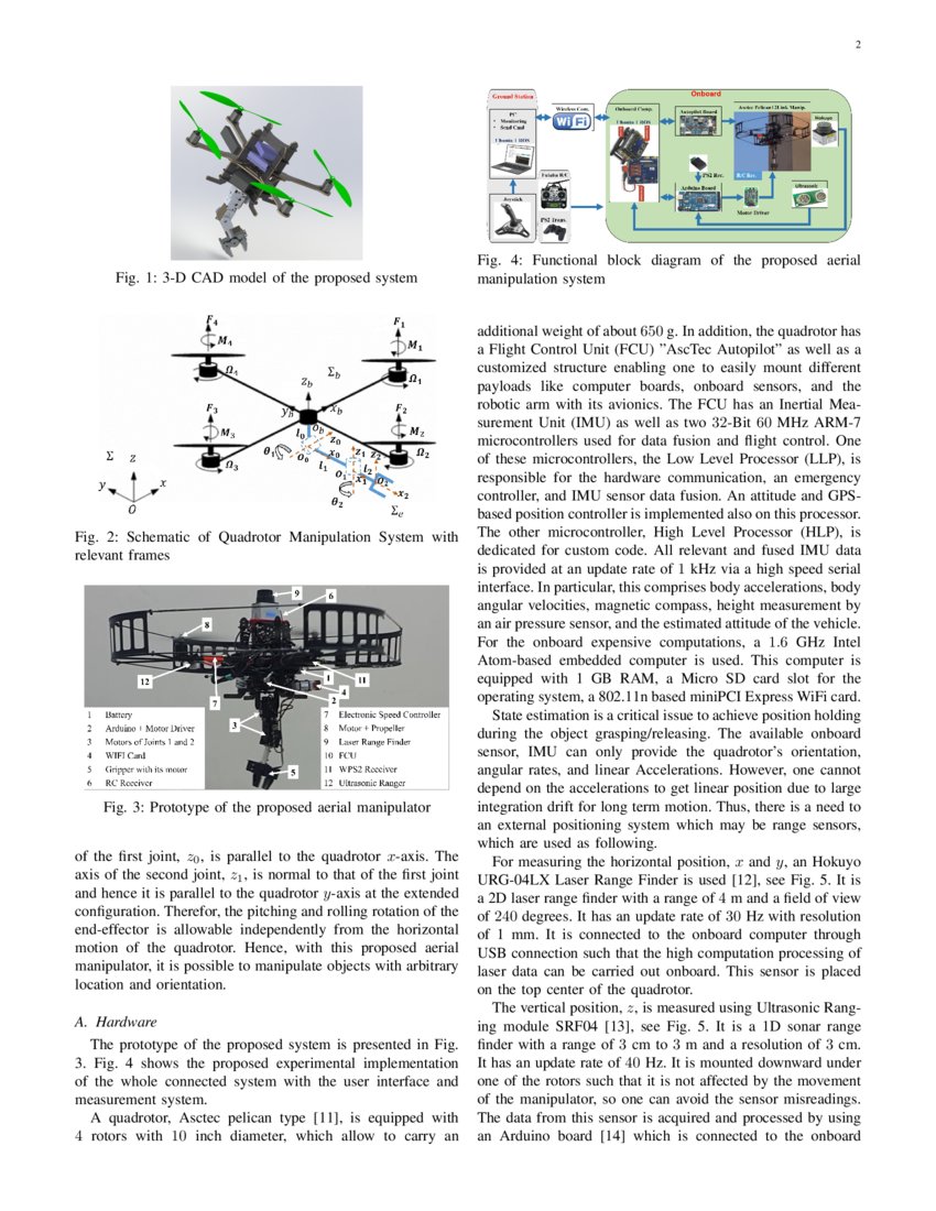 Experimental Implementation of a New Non-redundant 6-DOF Quadrotor Manipulation System | DeepAI