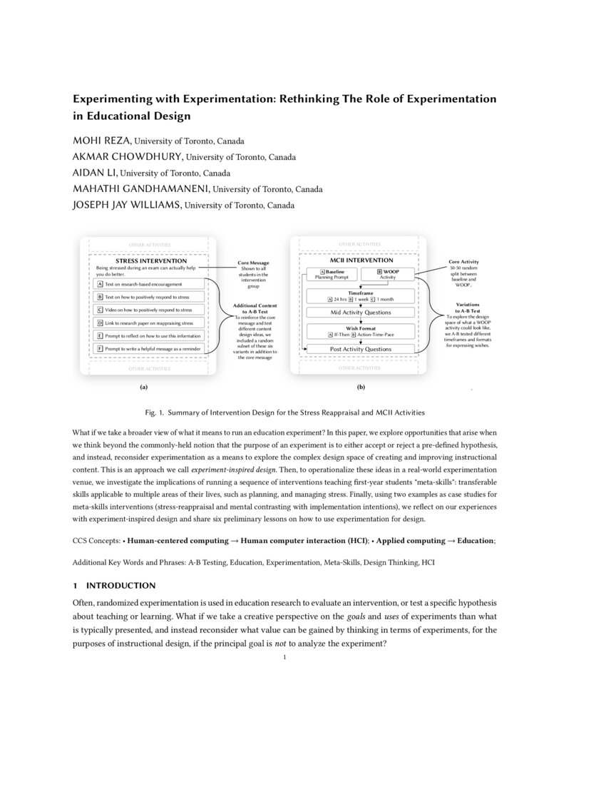 Experimenting with Experimentation: Rethinking The Role of ...
