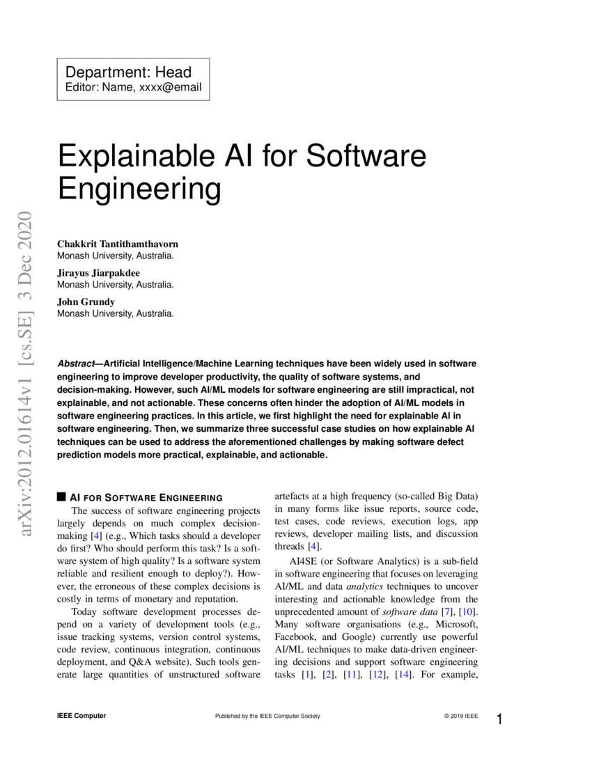 Explainable AI for Software Engineering | DeepAI