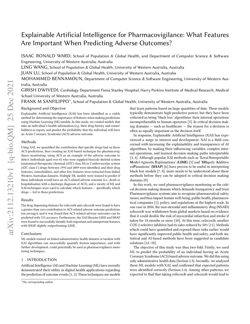 Explainable Artificial Intelligence for Pharmacovigilance: What ...