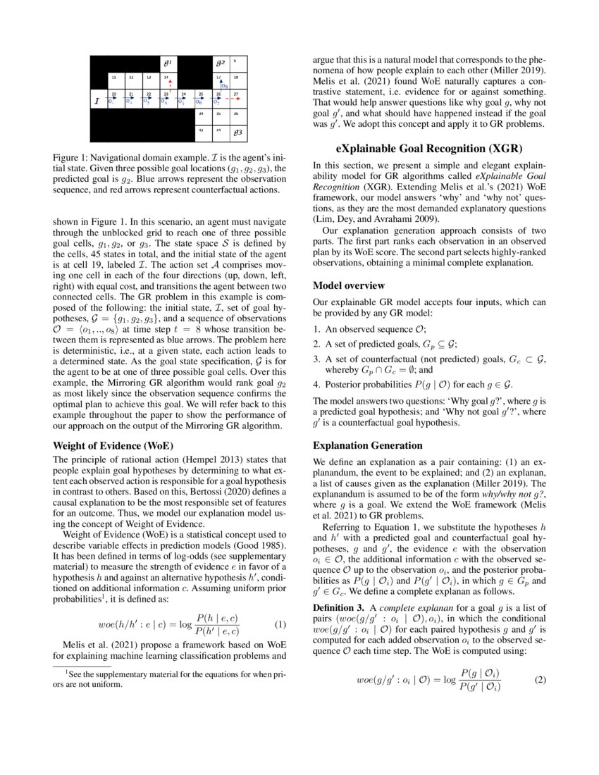 Explainable Goal Recognition: A Framework Based on Weight of Evidence ...