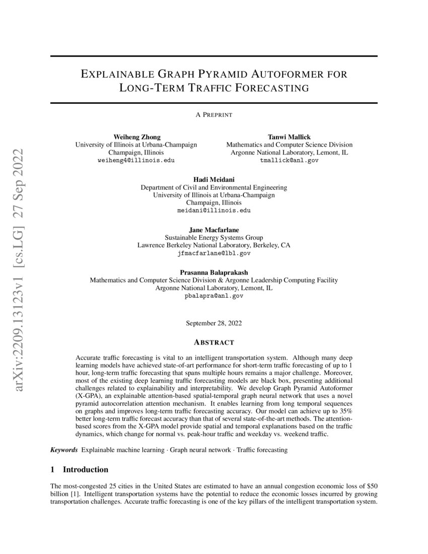 Explainable Graph Pyramid Autoformer For Long Term Traffic Forecasting Deepai