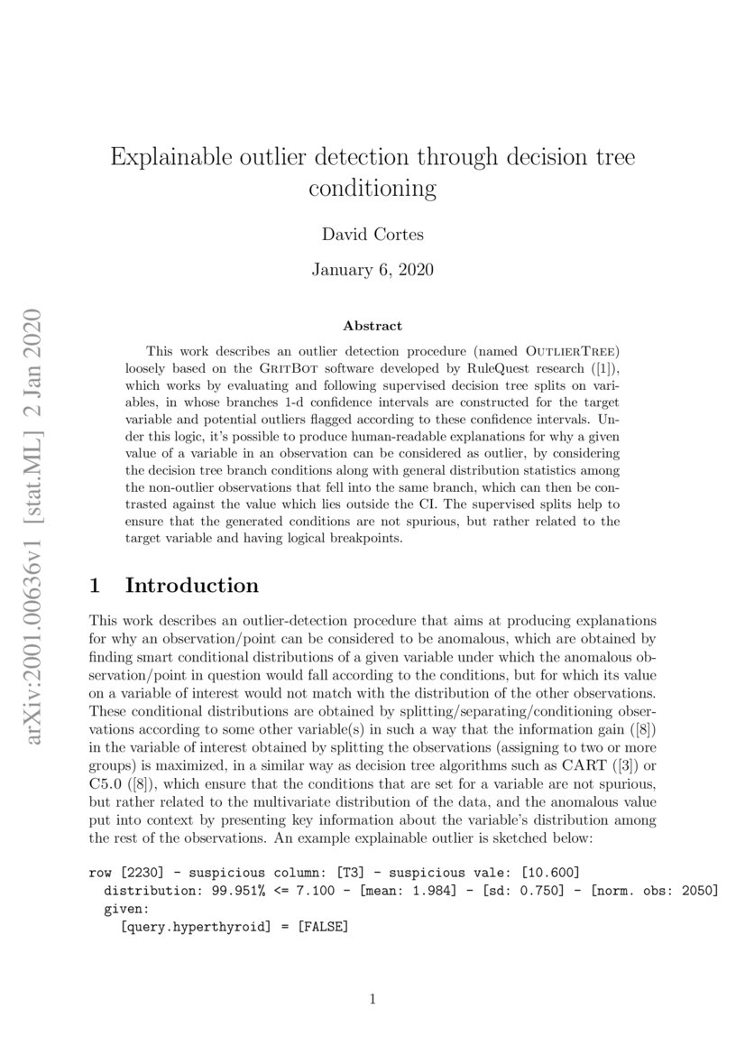 Explainable Outlier Detection Through Decision Tree Conditioning Deepai