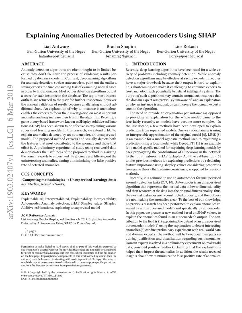 Explaining Anomalies Detected By Autoencoders Using Shap Deepai