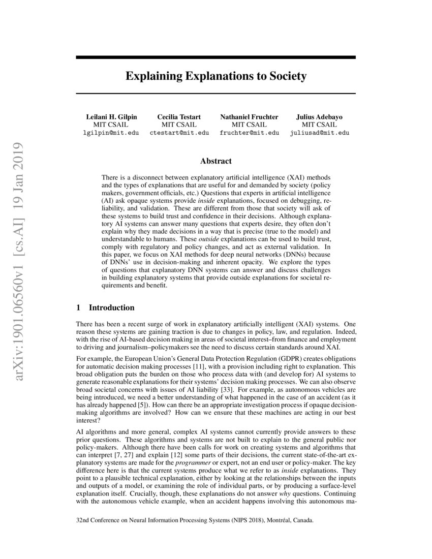 Explaining Explanations to Society | DeepAI