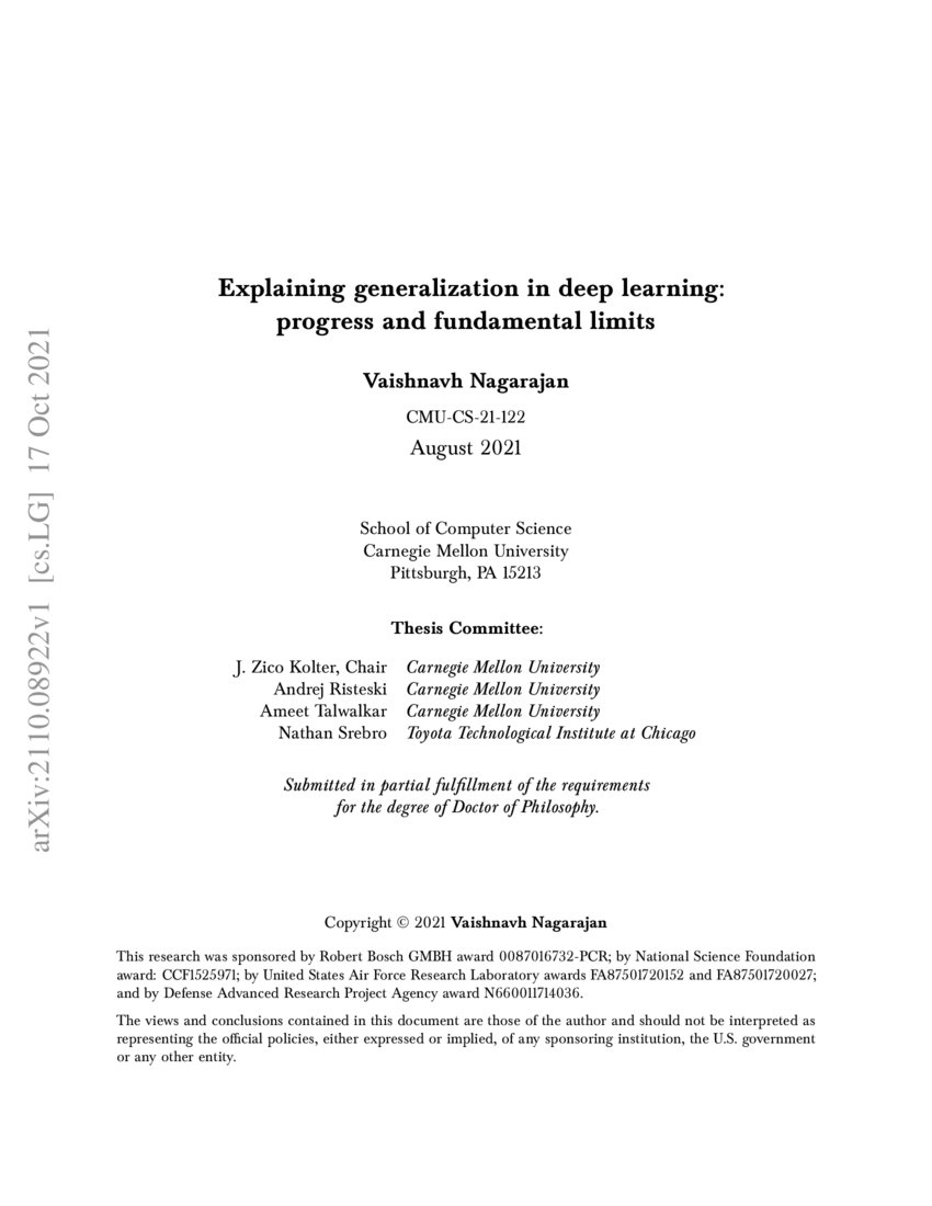 Explaining Generalization In Deep Learning Progress And Fundamental