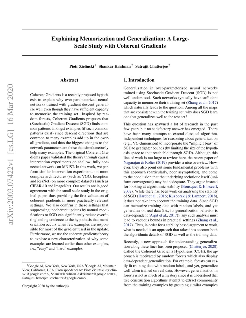 Explaining Memorization and Generalization: A Large-Scale Study with ...