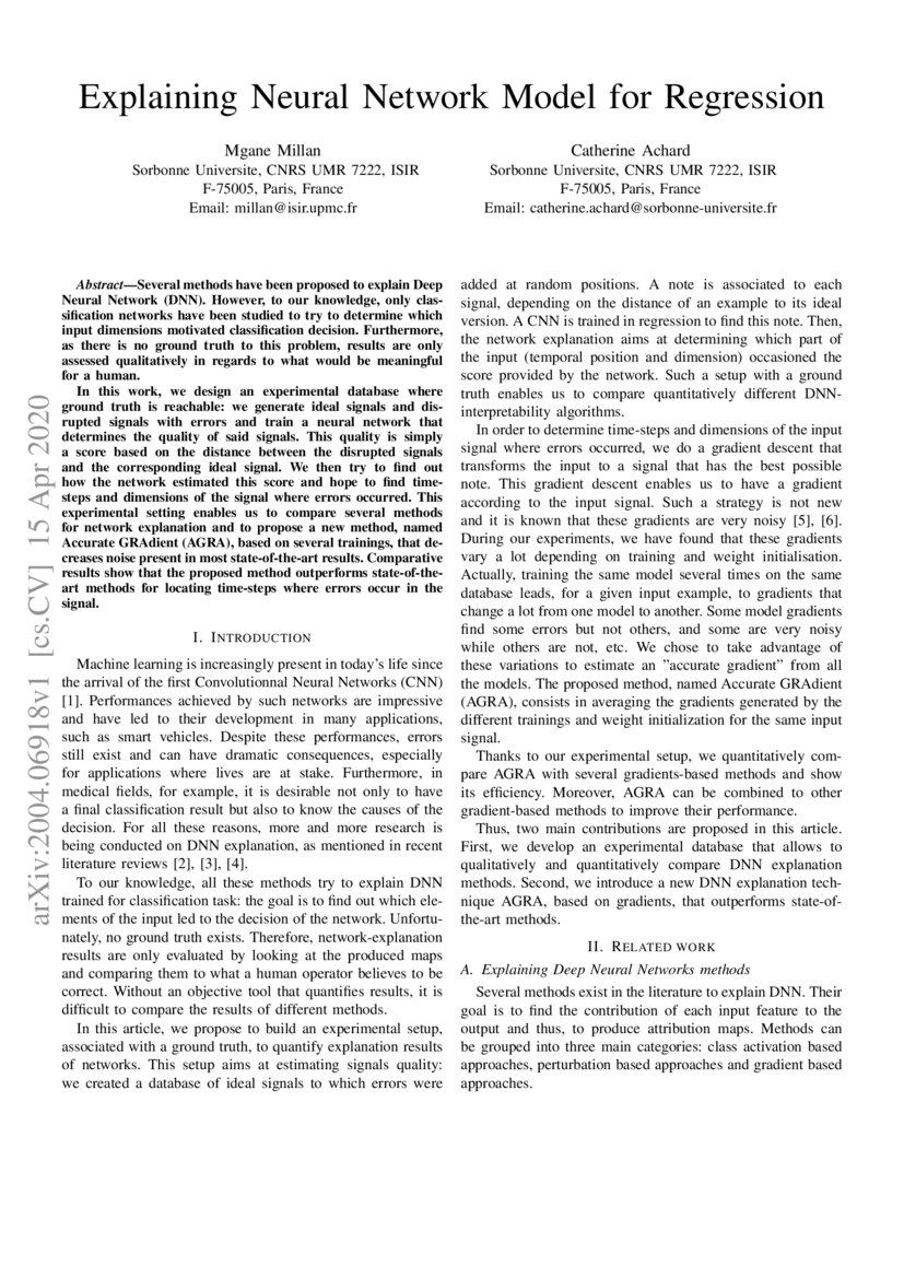 Explaining Regression Based Neural Network Model | DeepAI