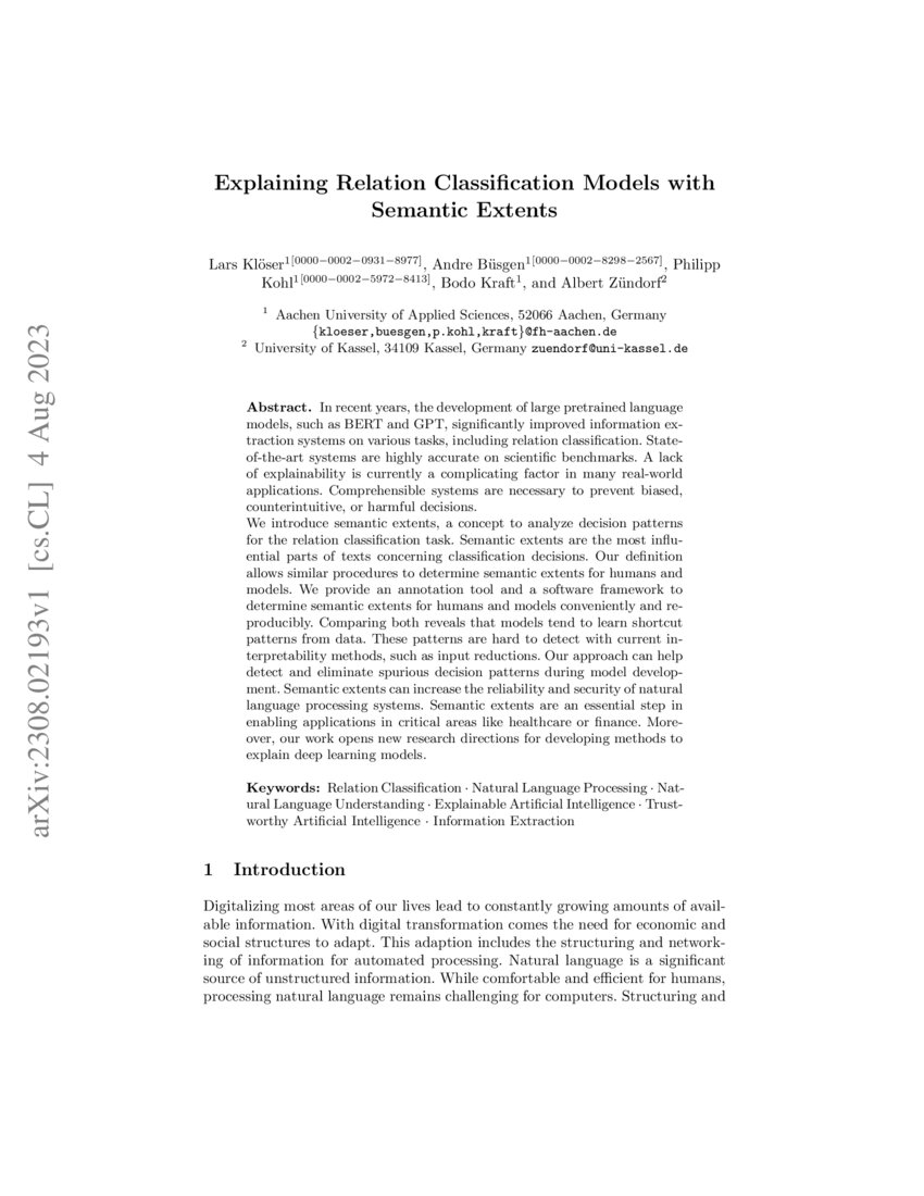 Explaining Relation Classification Models With Semantic Extents Deepai
