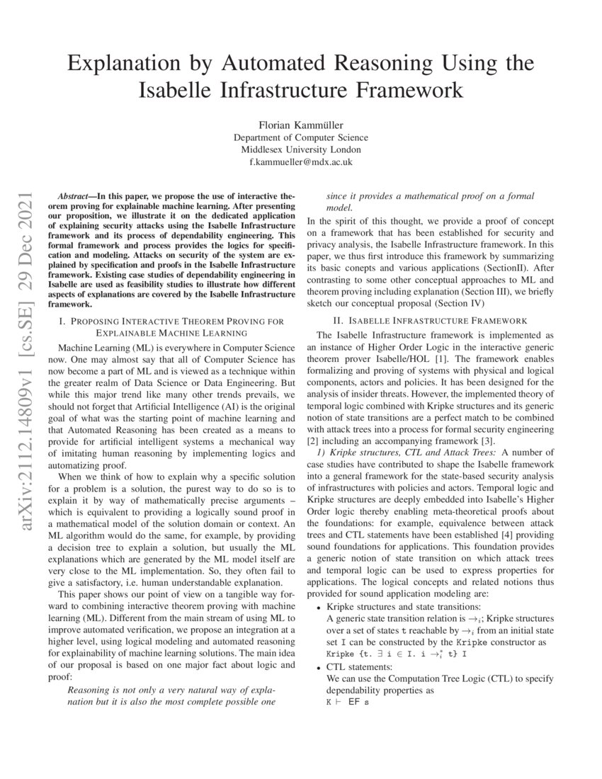 Explanation By Automated Reasoning Using The Isabelle Infrastructure Framework Deepai