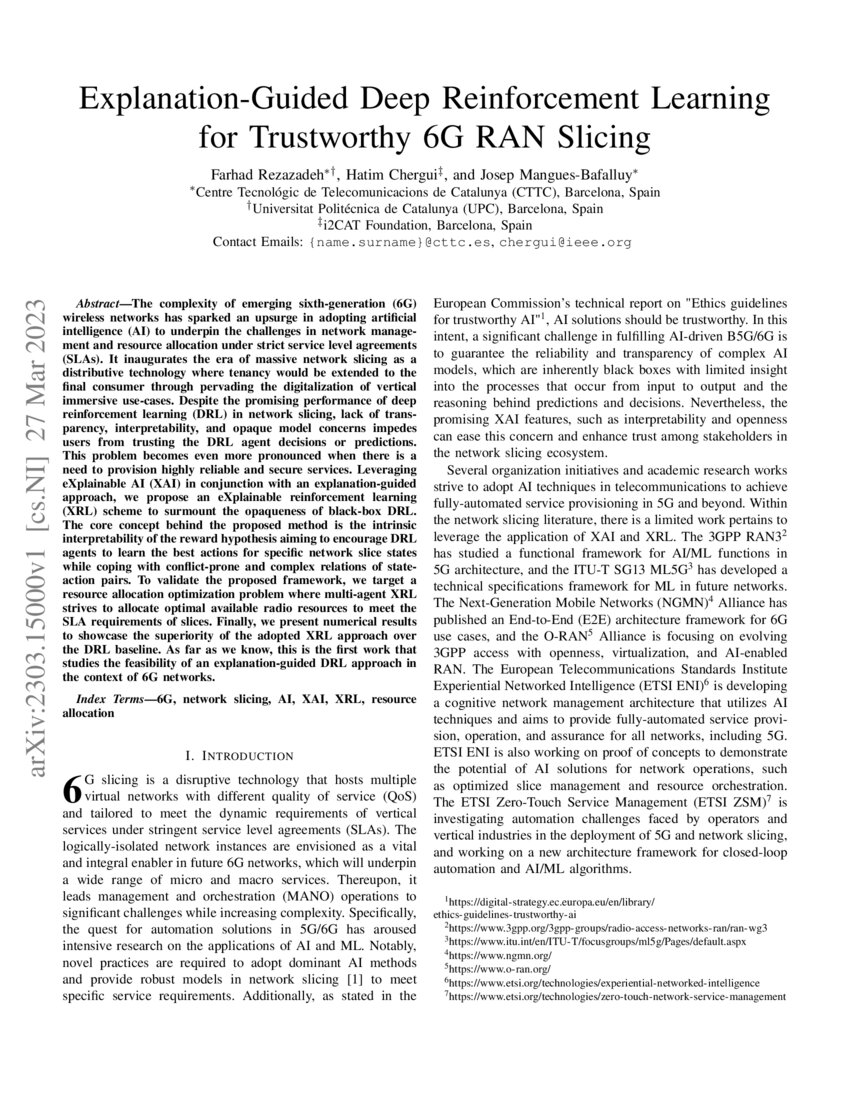 Explanation Guided Deep Reinforcement Learning For Trustworthy 6g Ran Slicing Deepai