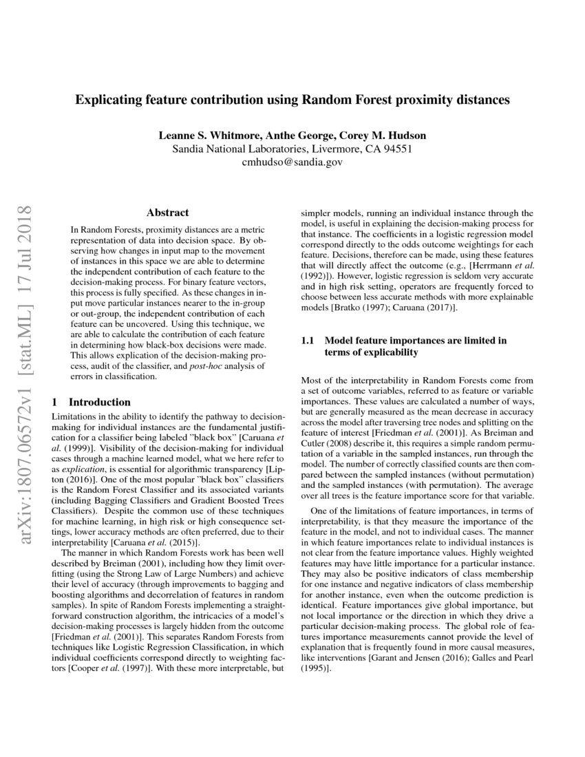 Explicating Feature Contribution Using Random Forest Proximity Distances Deepai