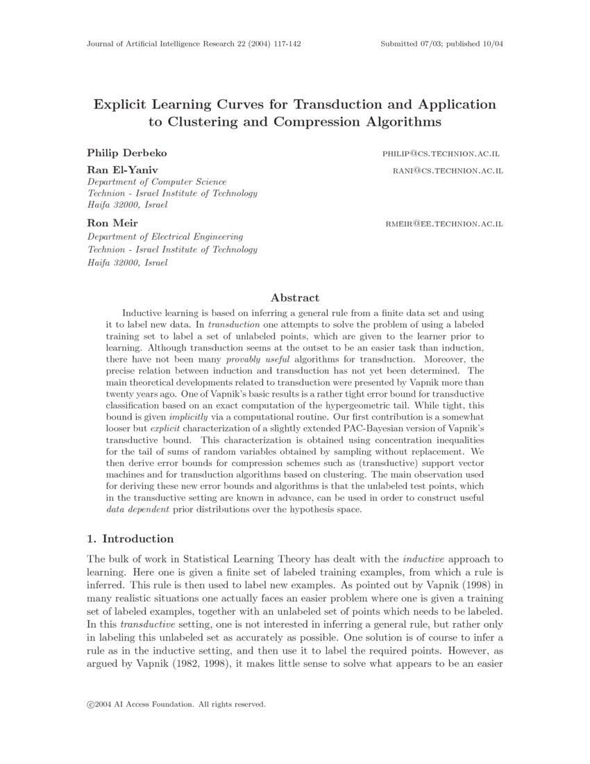 Explicit Learning Curves For Transduction And Application To Clustering And Compression
