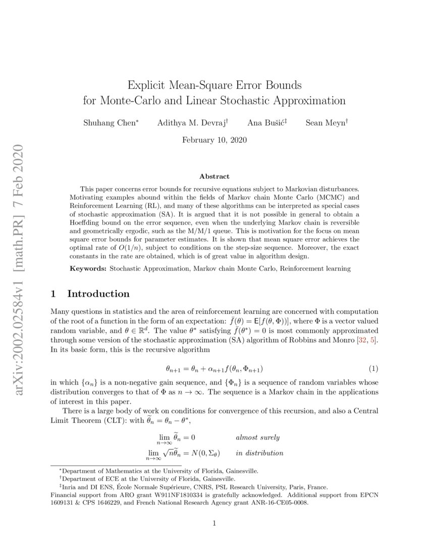 Explicit Mean Square Error Bounds For Monte Carlo And Linear Stochastic