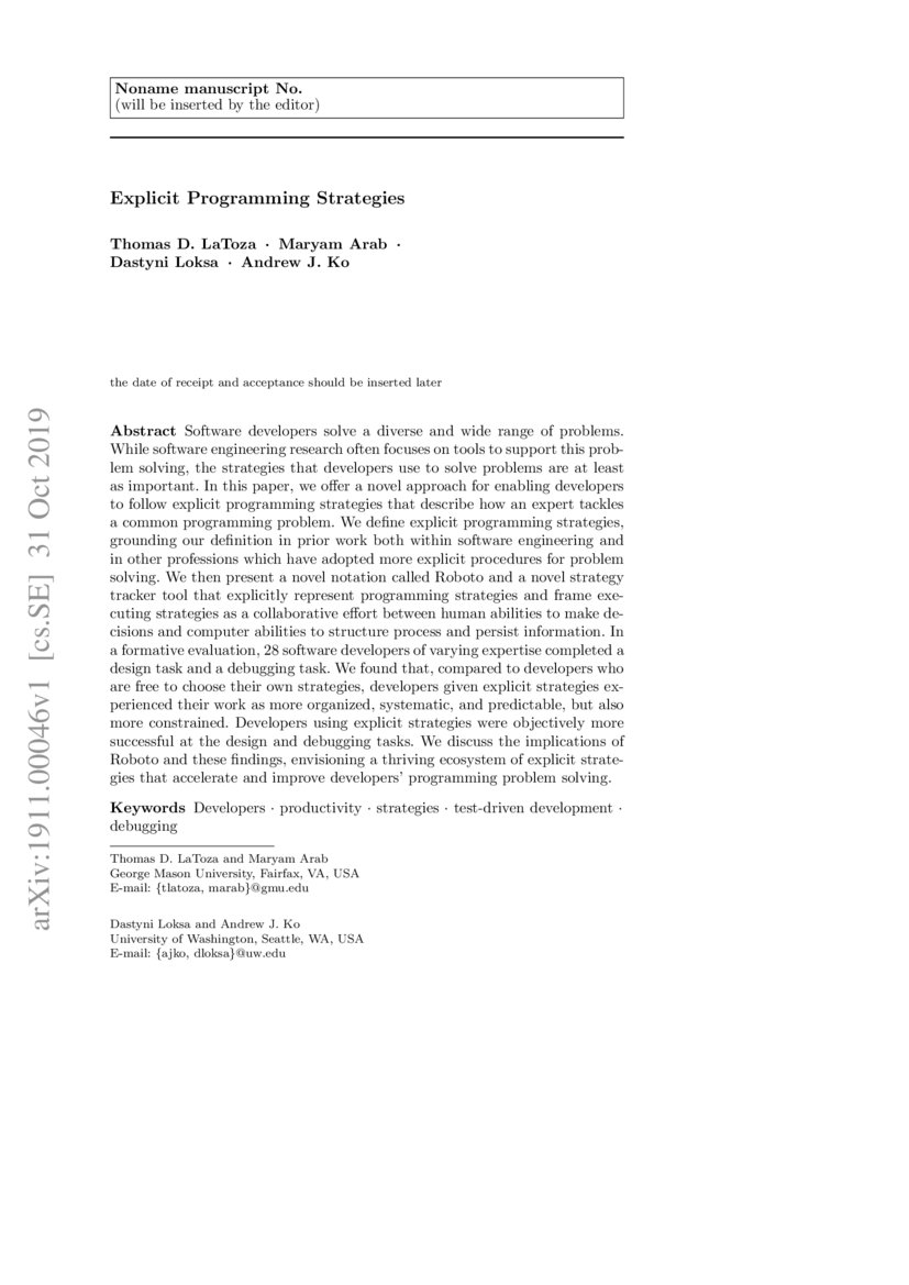 Explicit Programming Strategies | DeepAI