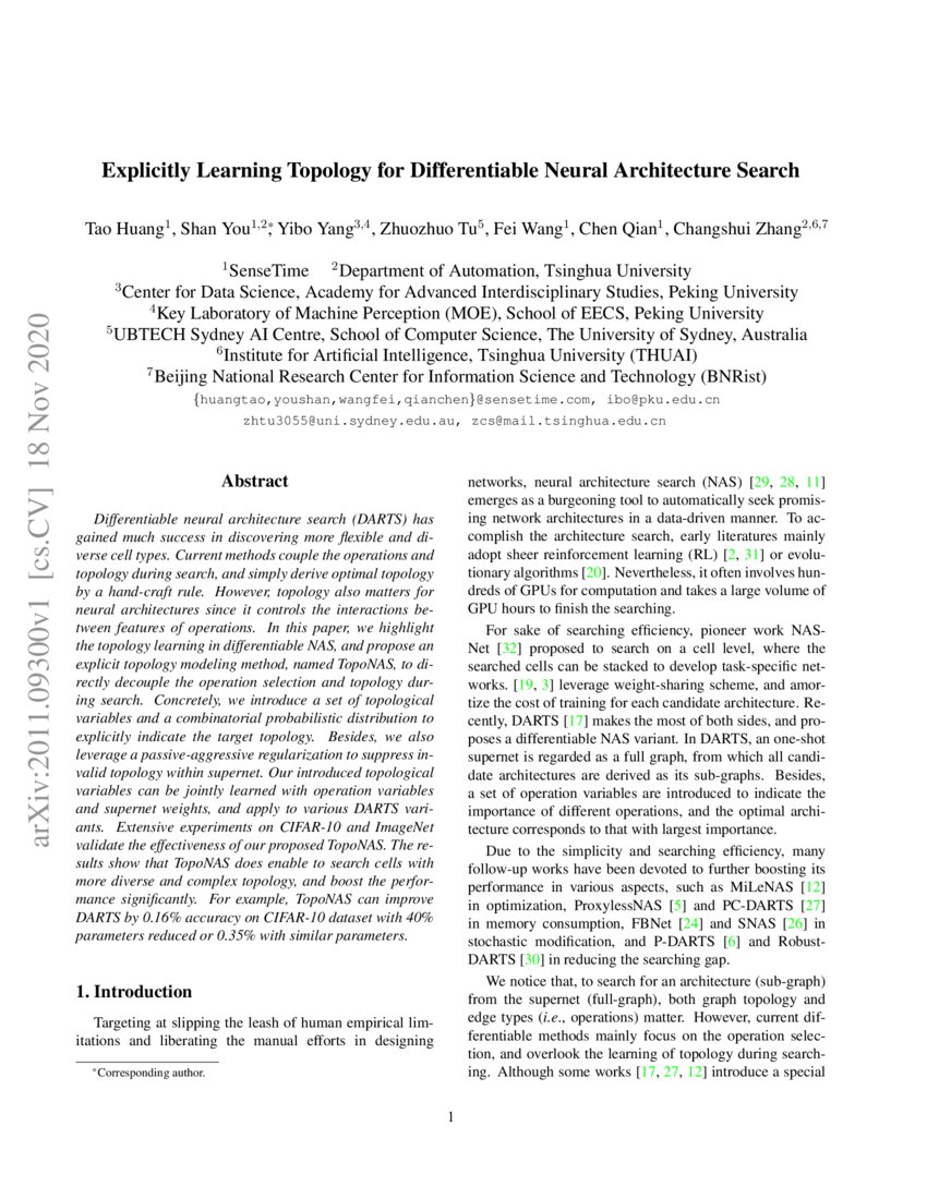 Explicitly Learning Topology for Differentiable Neural Architecture ... Explicitly Learning Topology for Differentiable Neural Architecture ...
