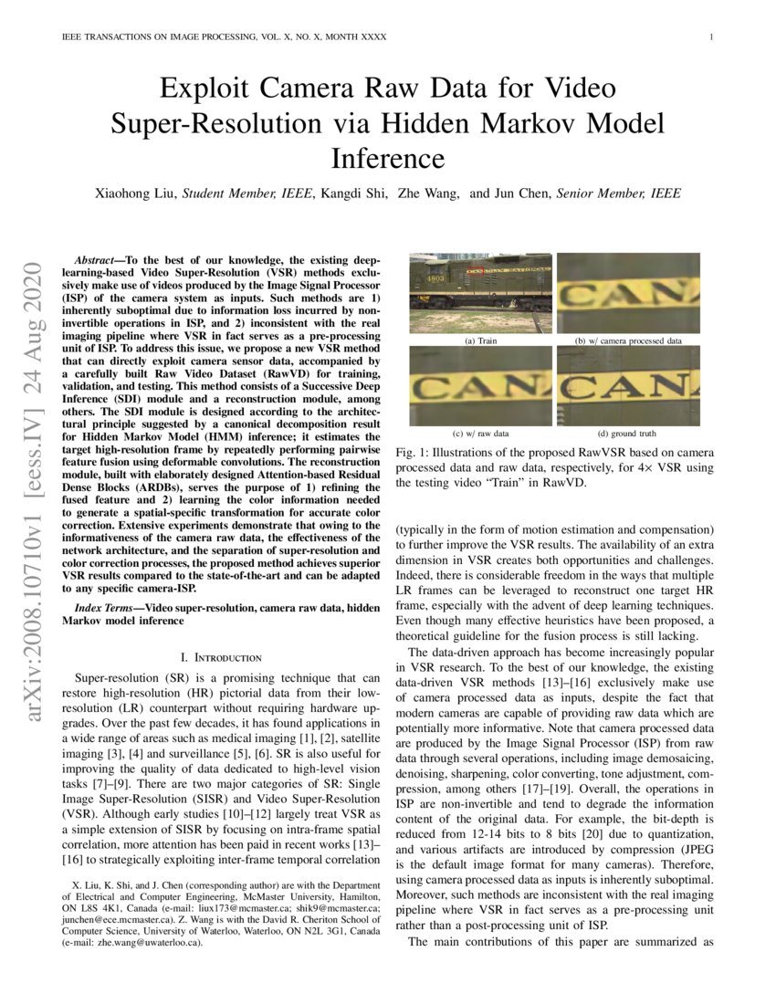 Exploit Camera Raw Data for Video Super-Resolution via Hidden Markov ...