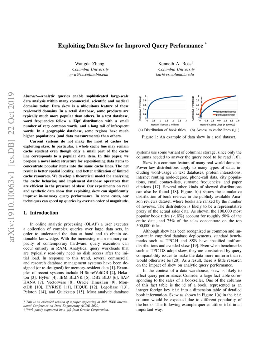 Exploiting Data Skew For Improved Query Performance Deepai 5550