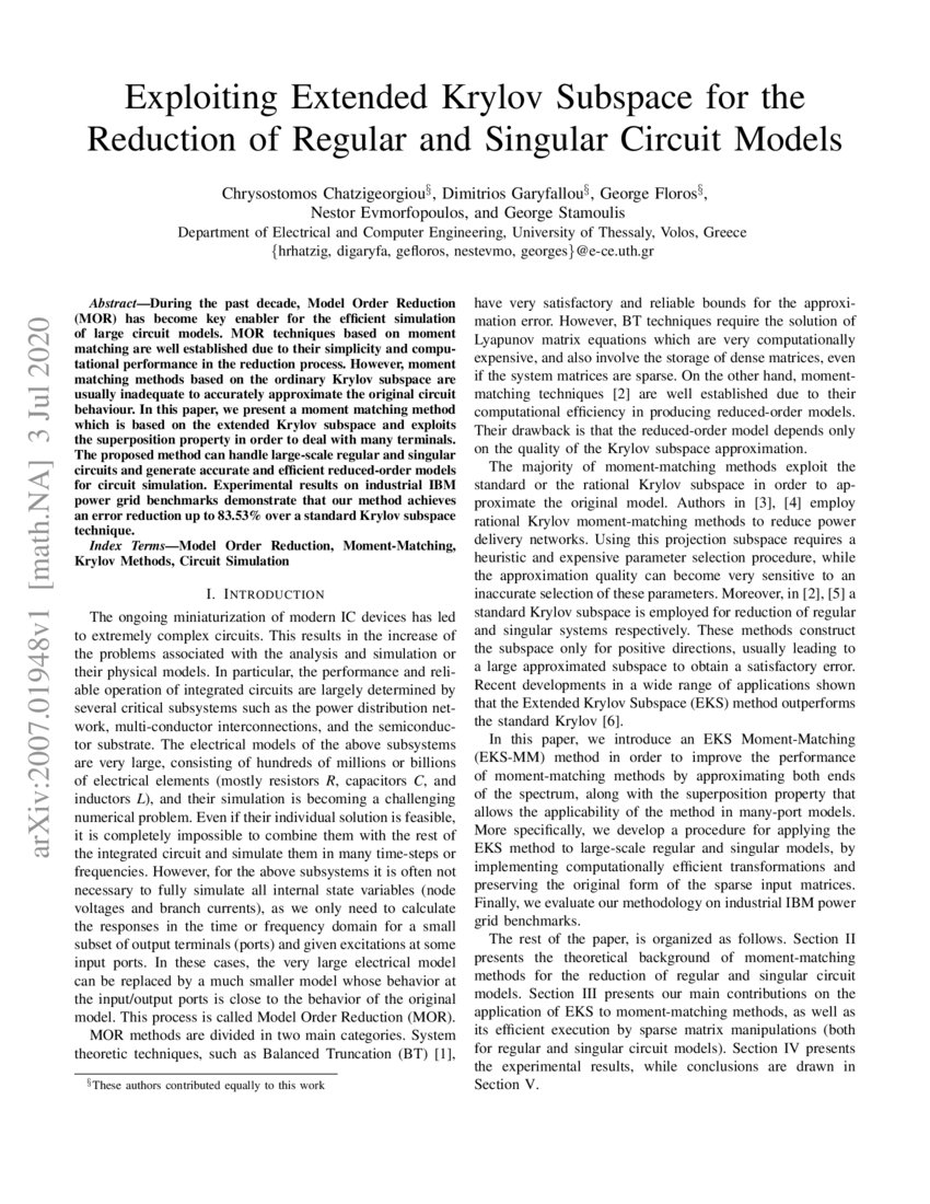 Exploiting Extended Krylov Subspace For The Reduction Of Regular And Singular Circuit Models