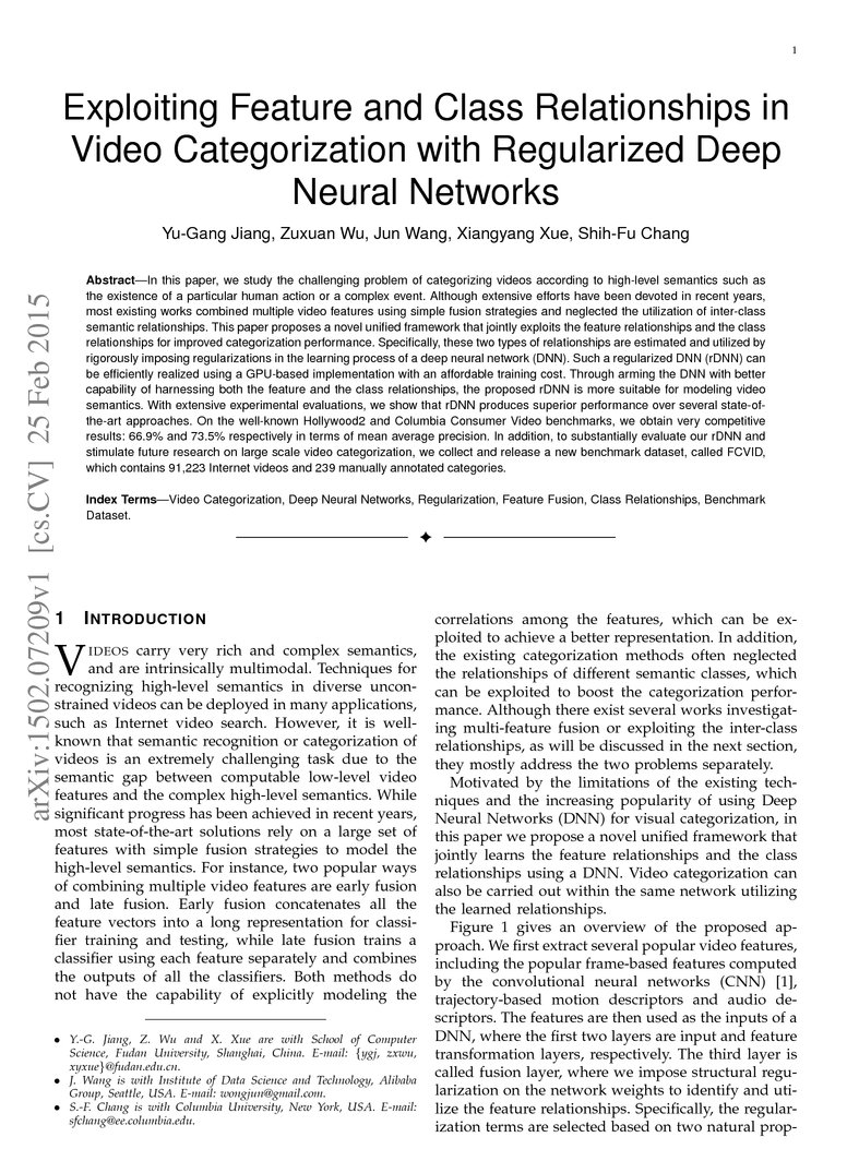 Exploiting Feature and Class Relationships in Video Categorization with Regularized Deep Neural ...