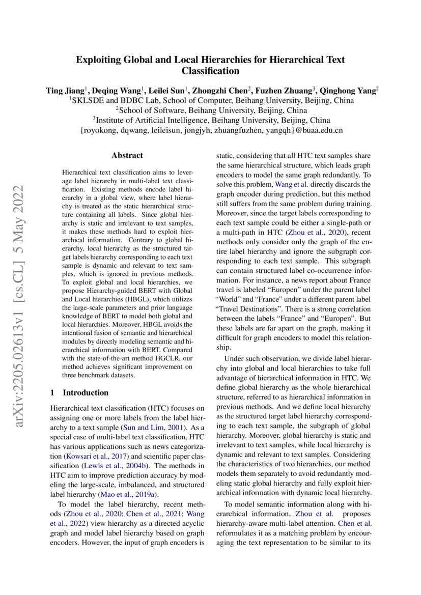 Exploiting Global And Local Hierarchies For Hierarchical Text Classification Deepai