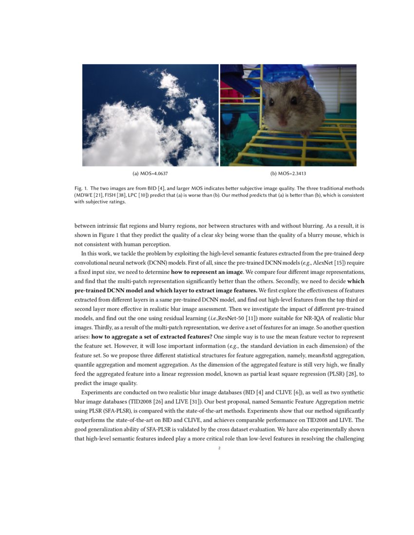 Exploiting High-Level Semantics for No-Reference Image Quality Assessment of Realistic Blur ...