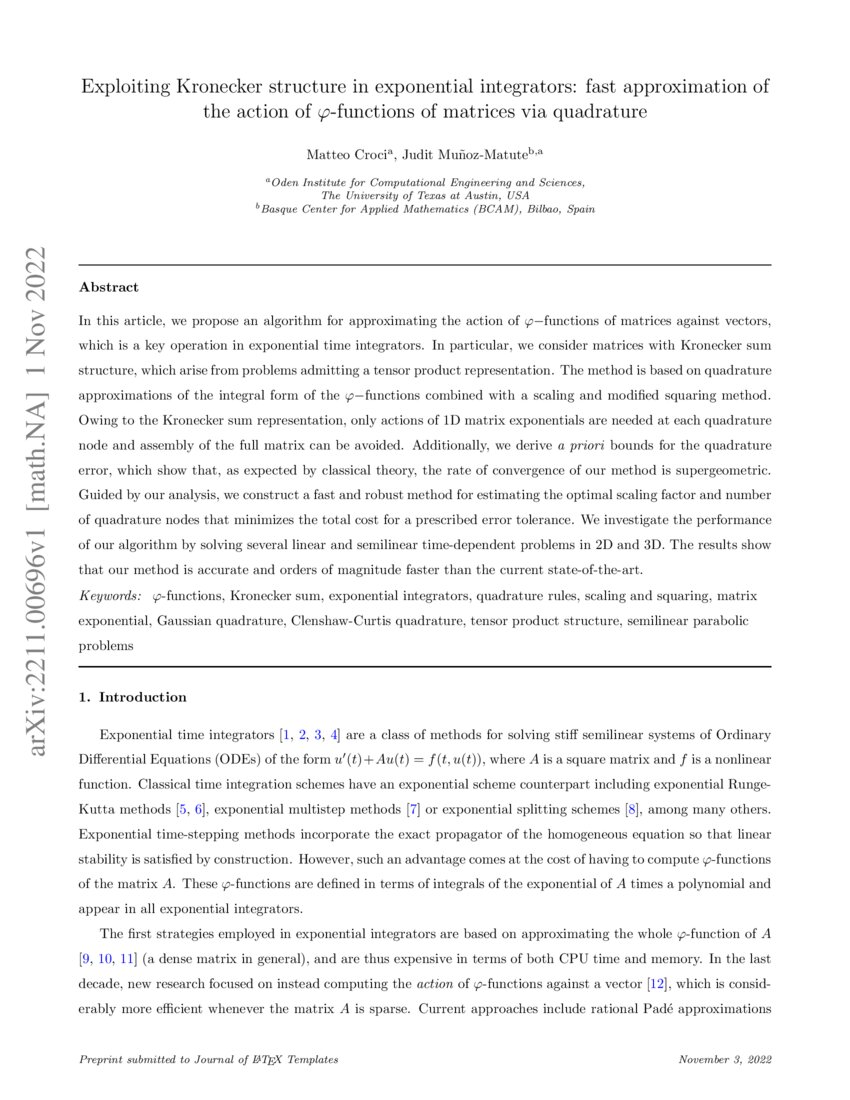 Exploiting Kronecker Structure In Exponential Integrators Fast