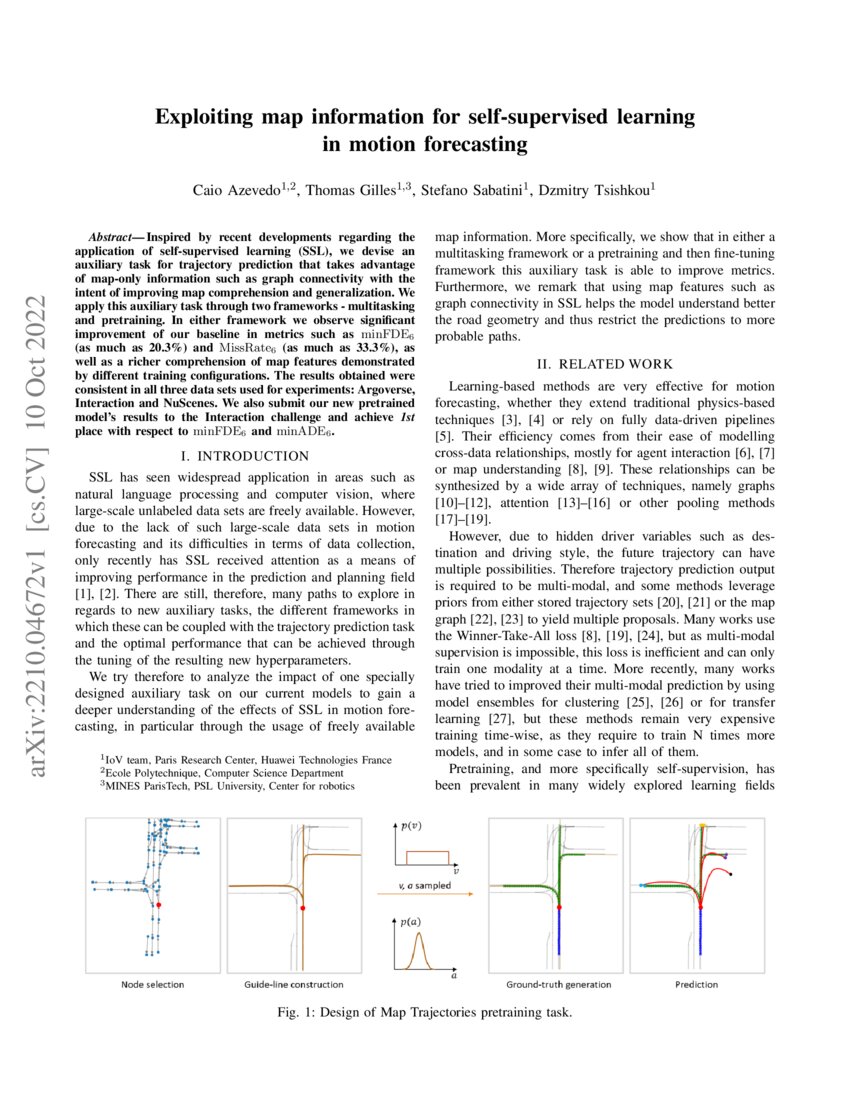 Exploiting map information for self-supervised learning in motion forecasting | DeepAI