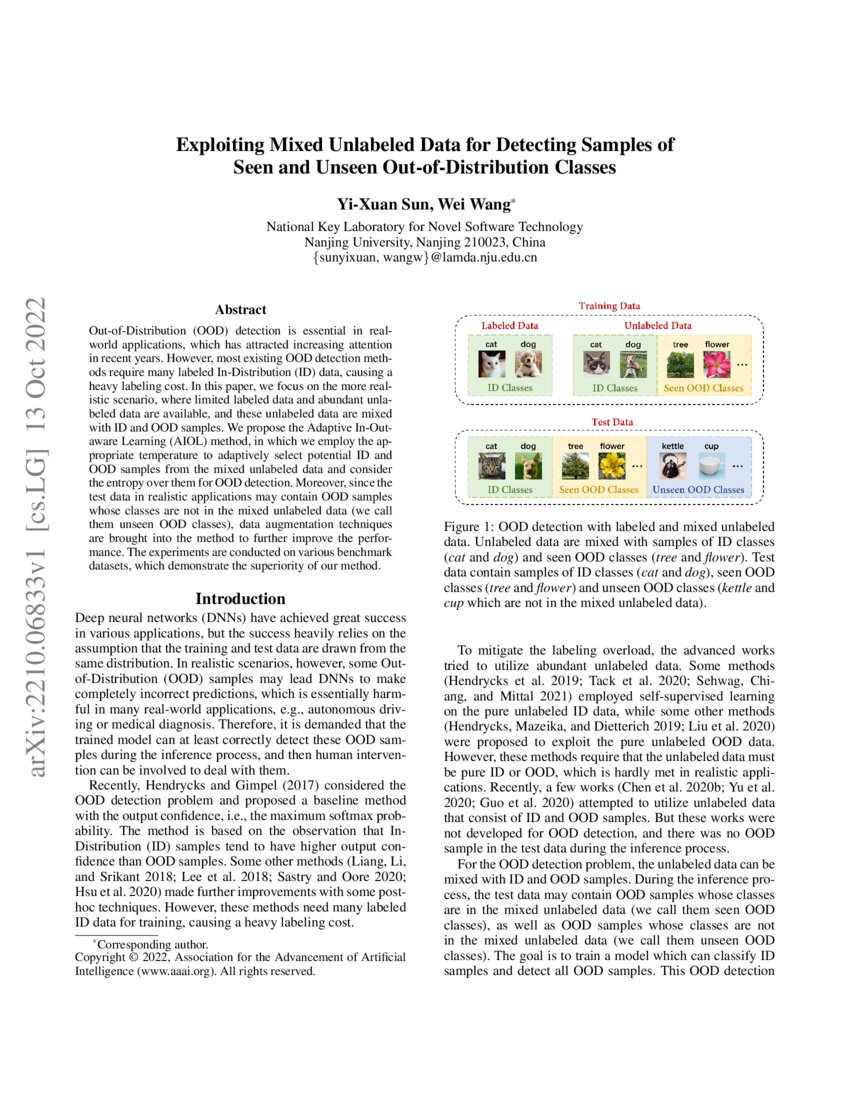 Exploiting Mixed Unlabeled Data For Detecting Samples Of Seen And Unseen Out Of Distribution