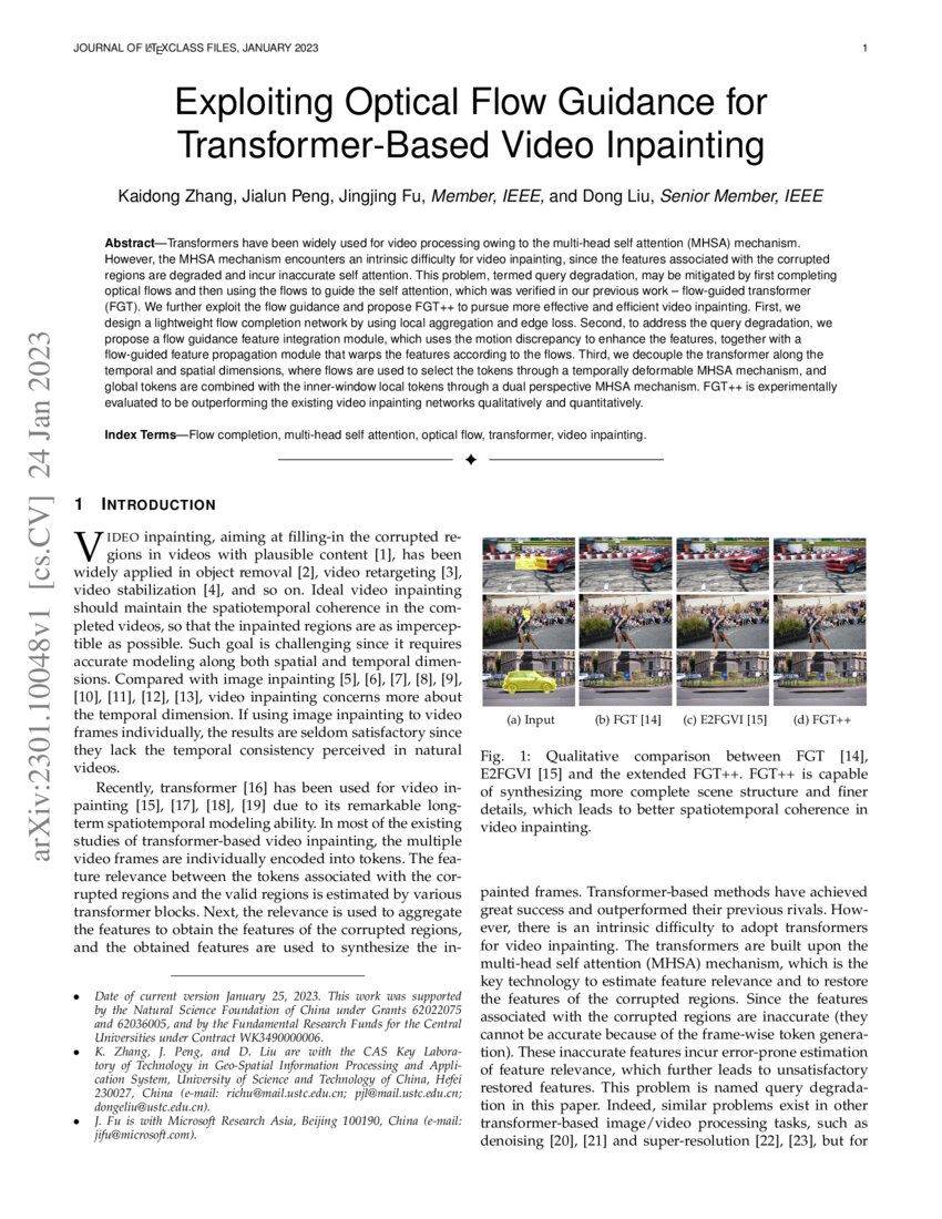 Exploiting Optical Flow Guidance for Transformer-Based Video Inpainting | DeepAI