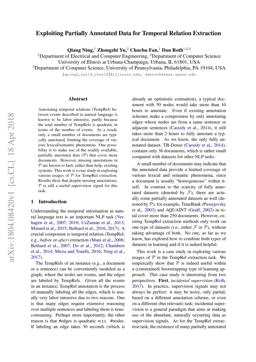 Exploiting Partially Annotated Data For Temporal Relation Extraction Deepai
