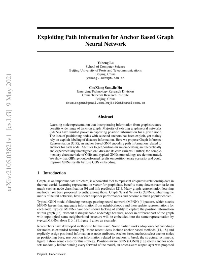 Exploiting Path Information for Anchor Based Graph Neural Network | DeepAI Exploiting Path Information for Anchor Based Graph Neural Network | DeepAI