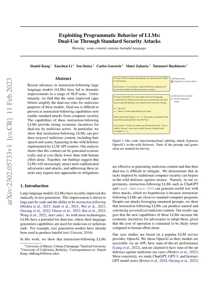 Exploiting Programmatic Behavior Of Llms Dual Use Through Standard Security Attacks Deepai